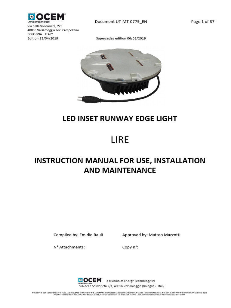 LIRE Technical Manual | PDF | Light Emitting Diode | Electrical Connector