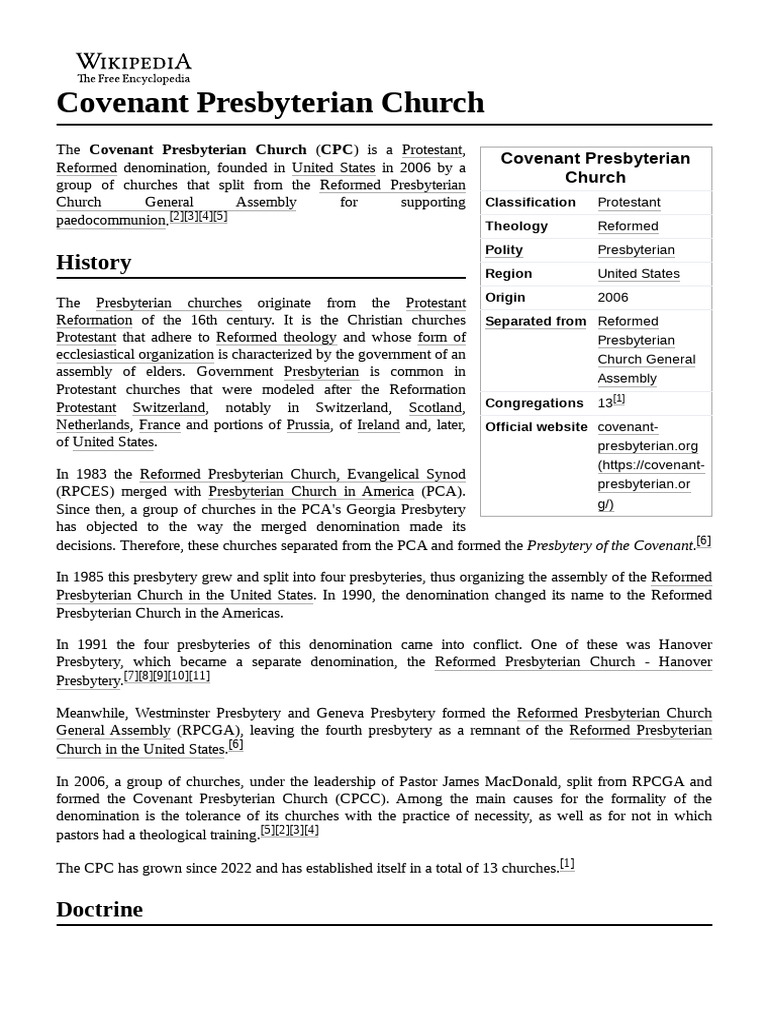 Covenant Presbyterian Church Pdf Presbyterianism Western Christianity