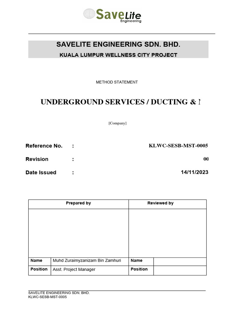 MST Underground Services | PDF | Trench | Pipe (Fluid Conveyance)