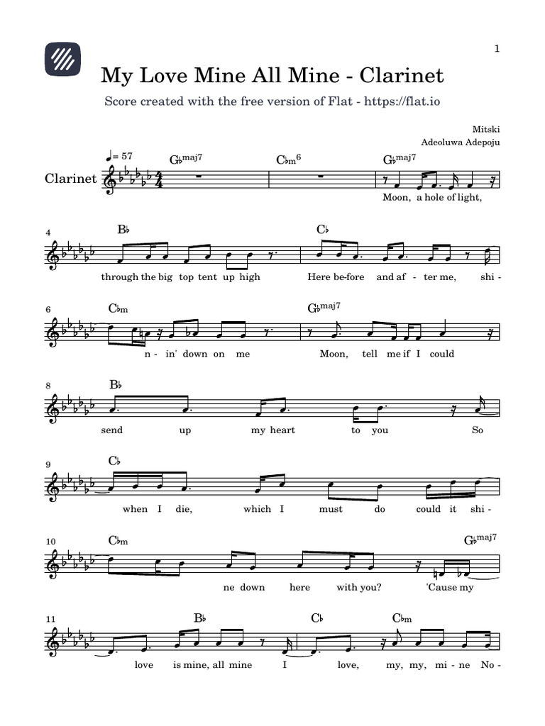 My Love Mine All Mine - Clarinet | PDF