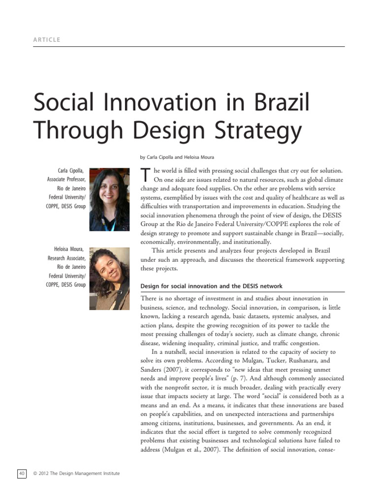 Design Strategies for Social Innovation in Brazil | PDF | Innovation ...