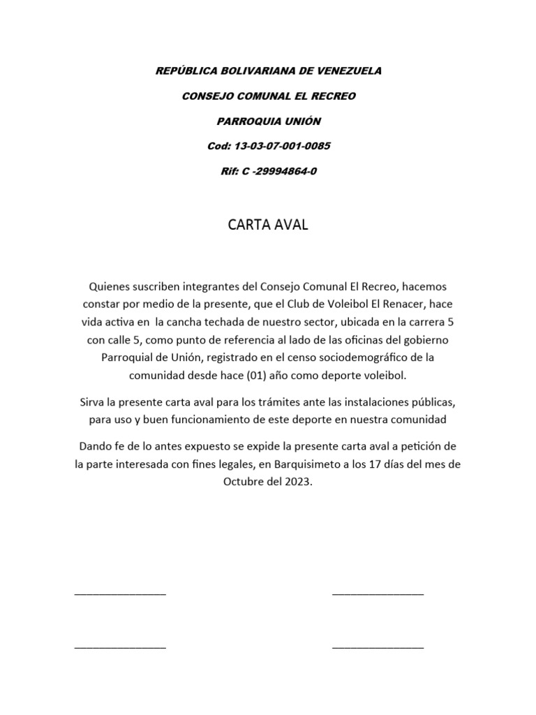 Carta Aval | PDF