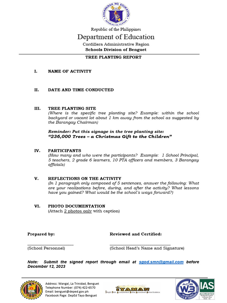 Tree Planting Report Template | PDF