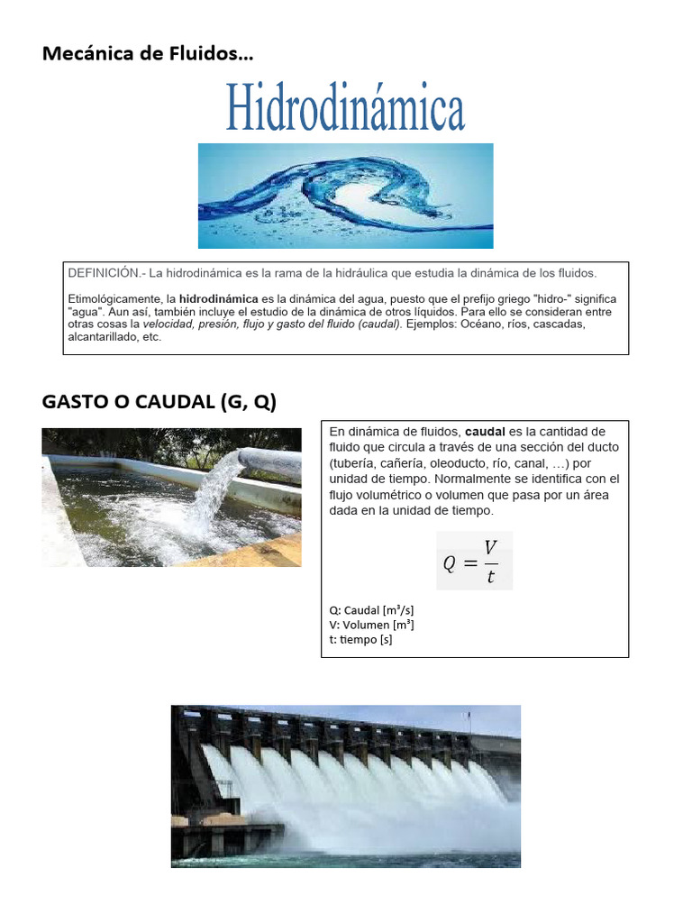 TeorÃ A HidrodinÃ¡mica | PDF | Descarga (hidrología) | Dinámica de fluidos