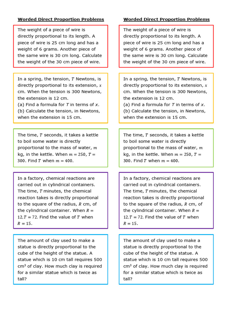 Direct Proportion Problem Solving Guide | PDF | Weight | Kilogram