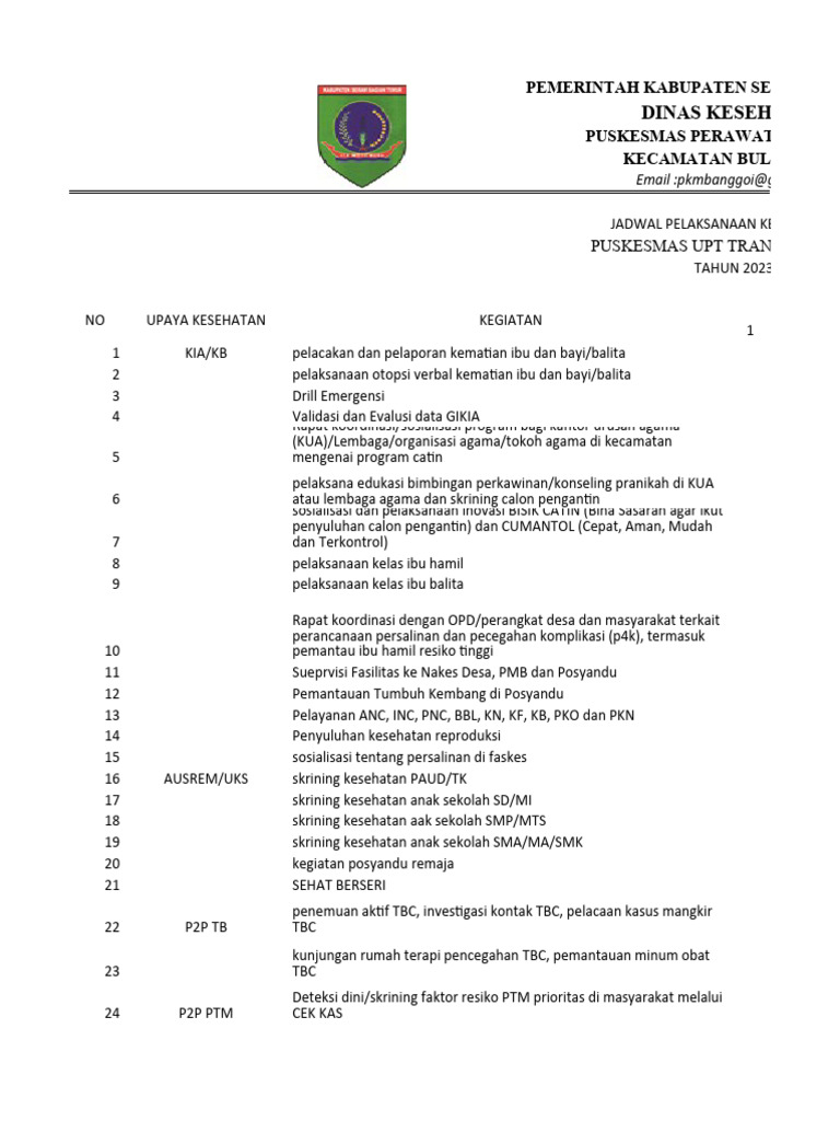 JADWAL KEGIATAN UKM 2.2.1 B | PDF | Pengembangan Diri | Kesehatan Holistik