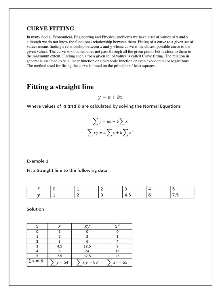 Engg Maths Sem 3 Curve Fitting | PDF | Mathematics | Applied Mathematics Engg Maths Sem 3 Curve Fitting | PDF | Mathematics | Applied Mathematics