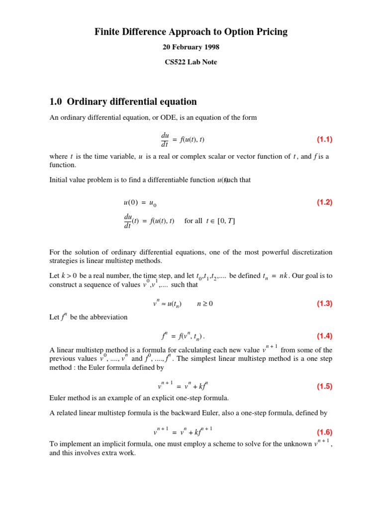 Numerical Solution of Black-Scholes Equation | PDF | Finite Difference ...