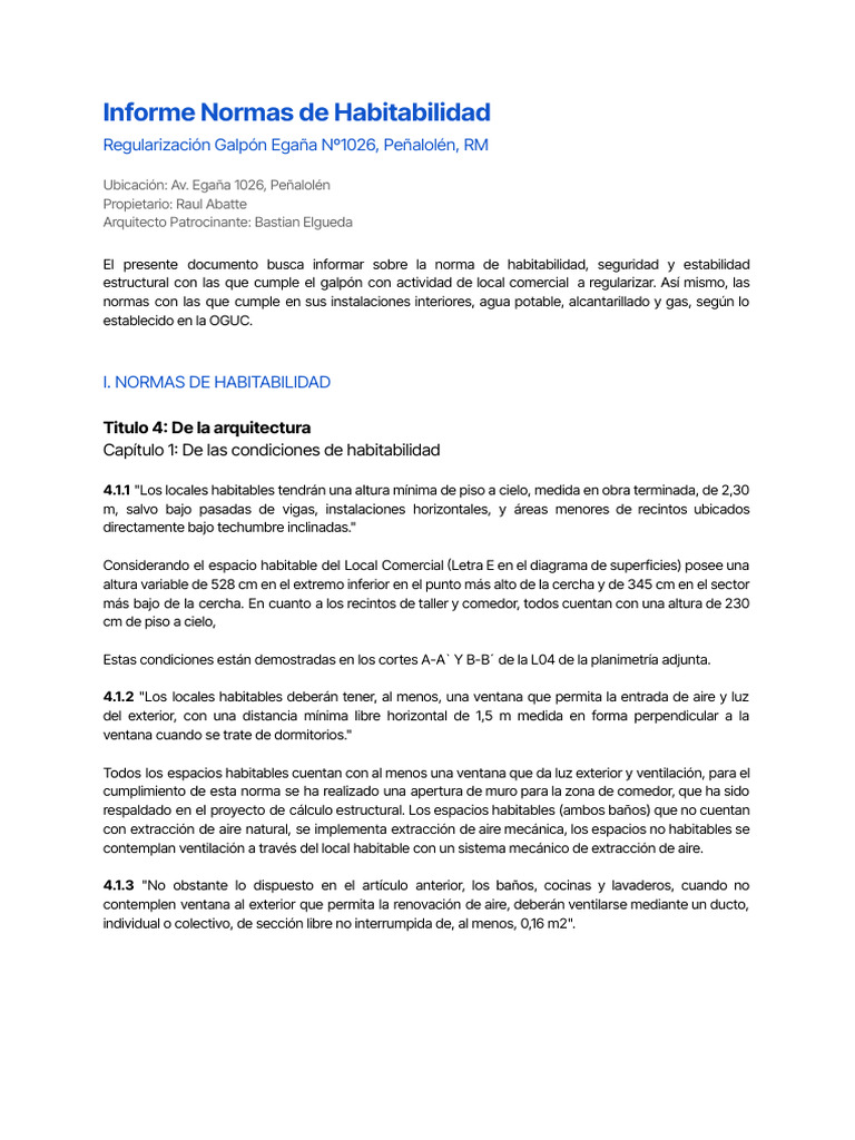 Informe Normas de Habitabilidad | PDF | Ventilación (Arquitectura)