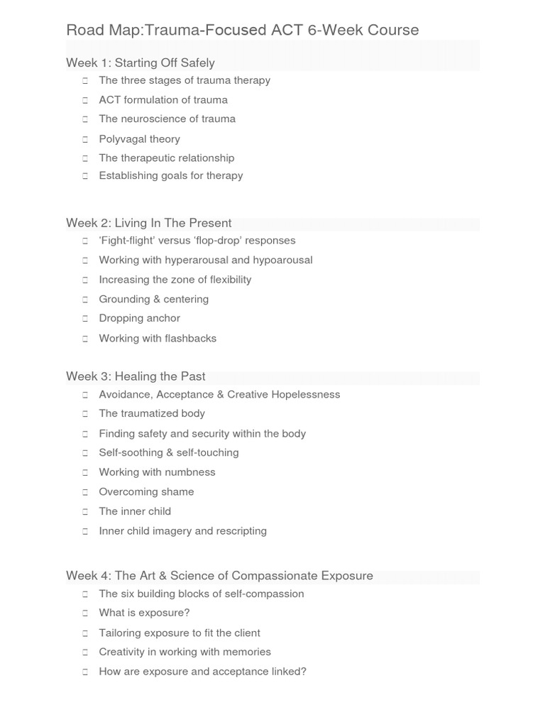 Downloadable Road Map For Trauma-Focused ACT | PDF