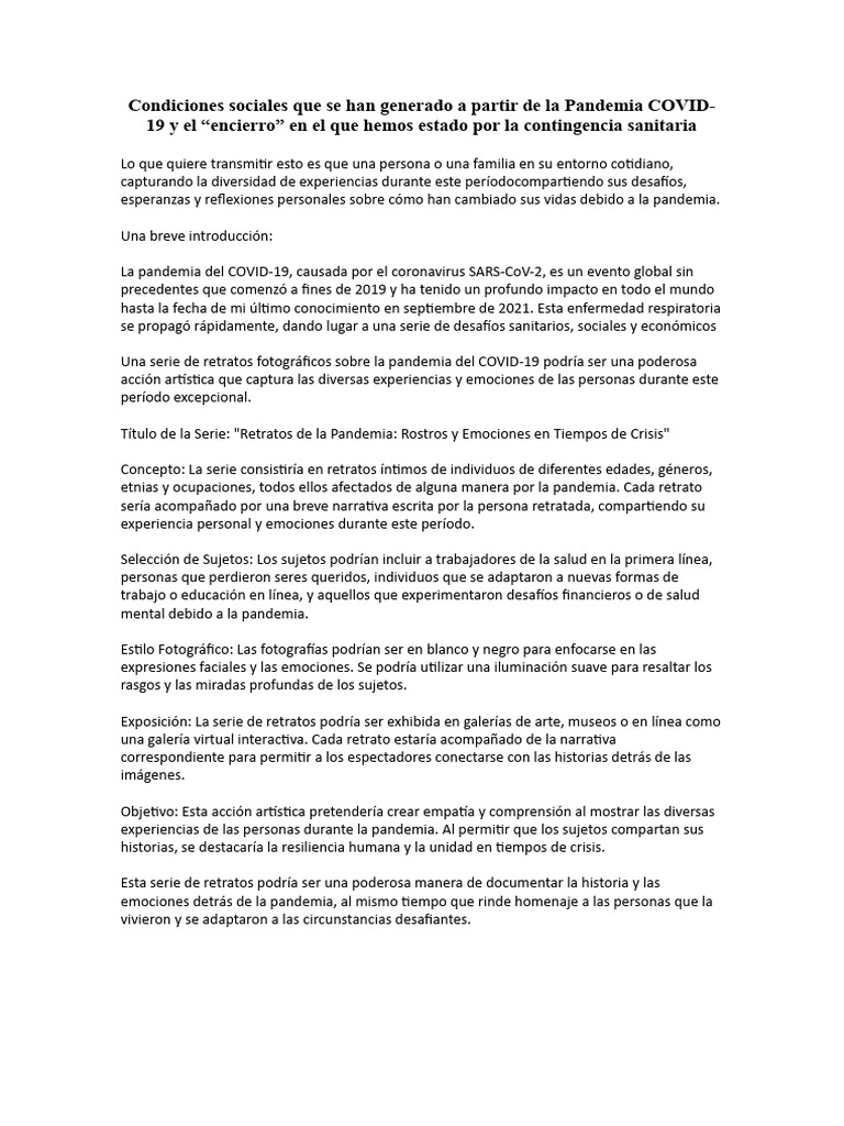 Condiciones Sociales Que Se Han Generado A Partir de La Pandemia COVID ...