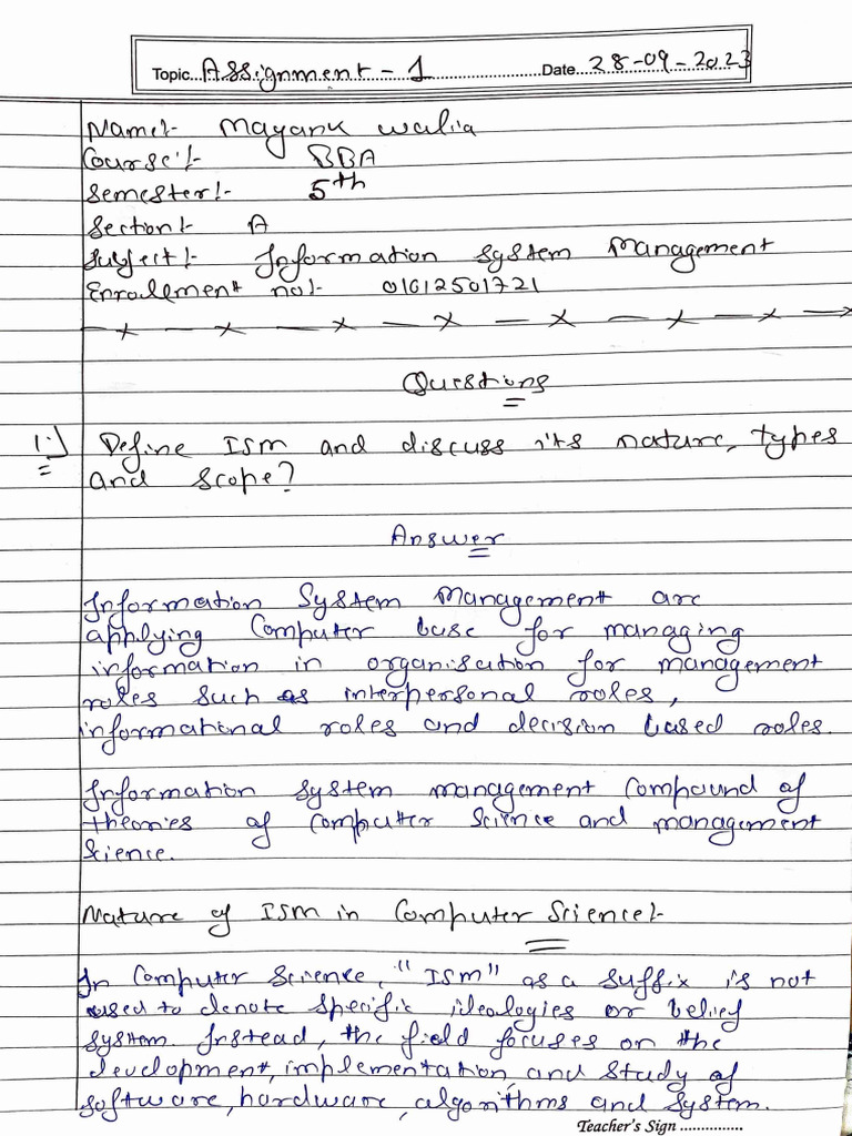 Ism Assignment No 1 (Mayank Walia) | PDF | Teaching Methods & Materials | Home & Garden