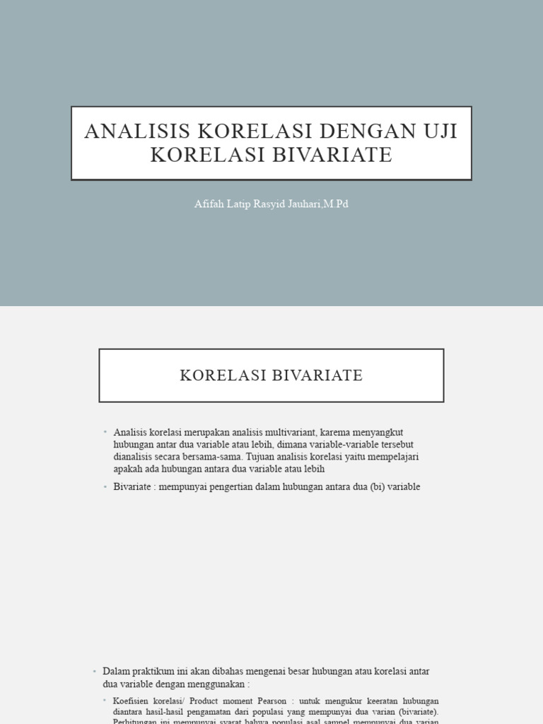 Analisis Korelasi Dengan Uji Korelasi Bivariate | PDF