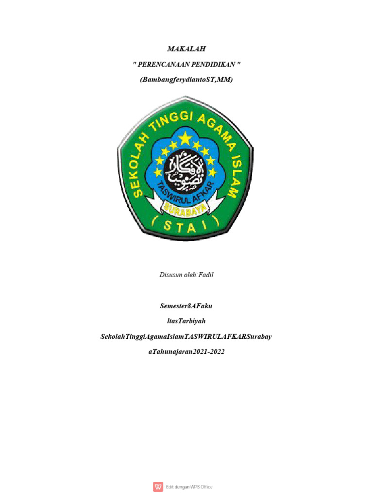 MAKALAH Perbaikan Perencanaan pendidikan-WPS Office | PDF | Karier & Perkembangan | Pengembangan ...