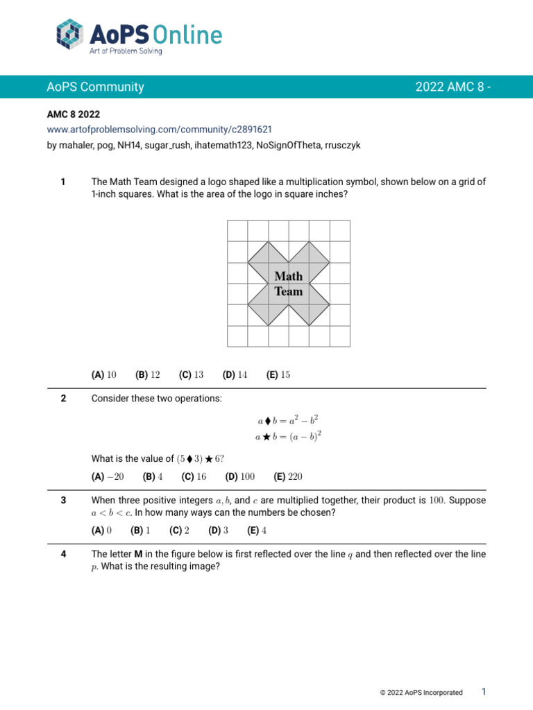 2022 Amc 8 | PDF | Multiplication | Numbers