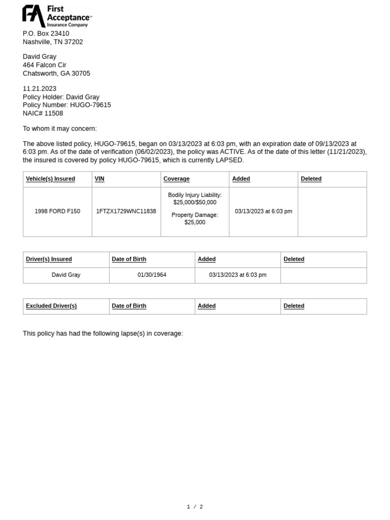 Car Insurance Letters