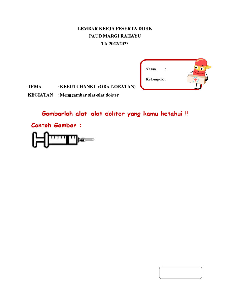 Lembar Kerja Peserta Didik 4 (Menggambar Alat-Alat Dokter) | PDF