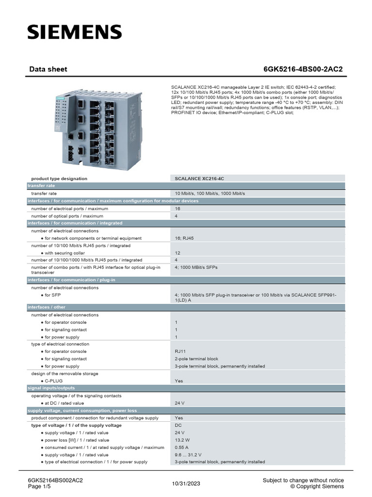 6GK52164BS002AC2 Datasheet en | PDF | Computing | Electrical Engineering