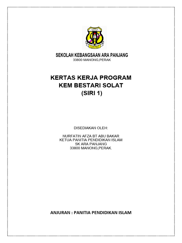 Kertas Kerja Kem Bestari Solat Siri 1 Skap | PDF