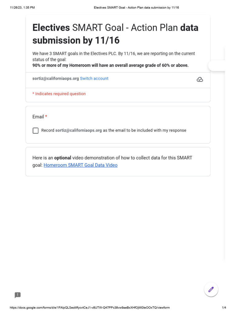 Electives Smart Goal - Action Plan Data Submission by 11 16 | PDF ...