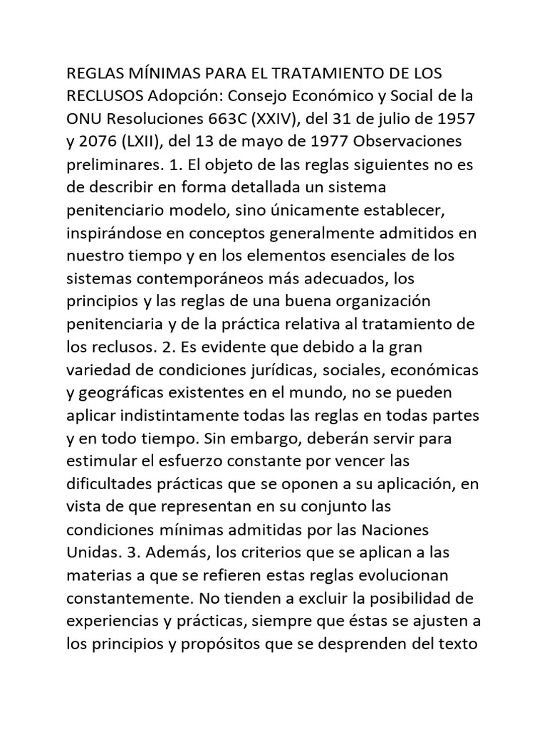 Reglas de La Carcel | PDF | Prisión | Justicia