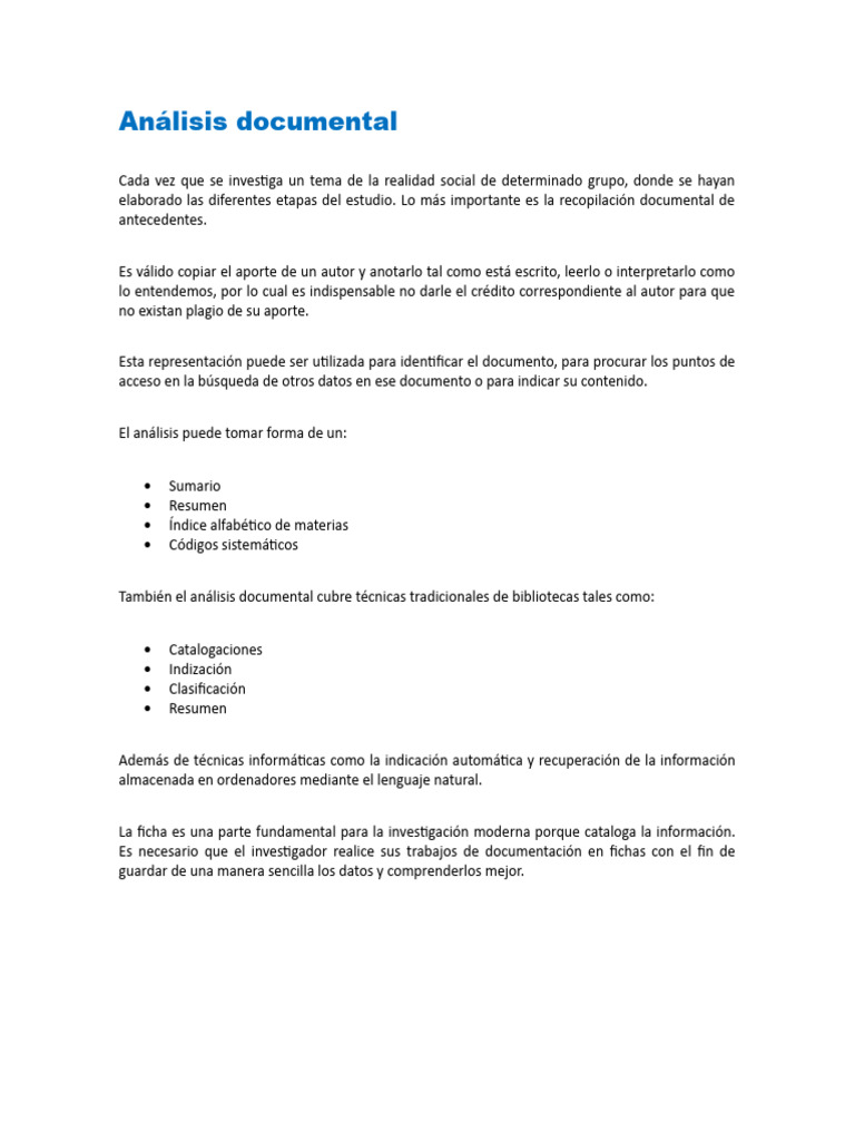 Análisis Documental | PDF