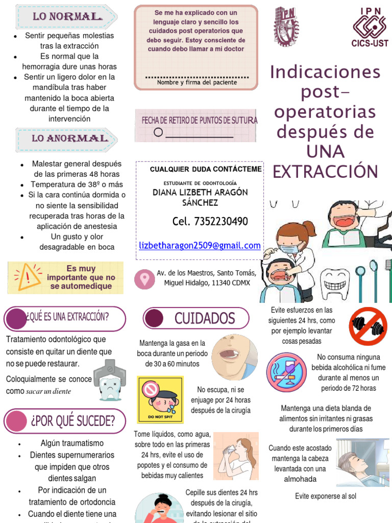 Cuidados Postoperatorios Tras Extracción Dental | PDF | Odontología ...