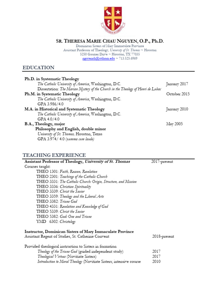 Nguyen-Cv Dec2023 | PDF | Catholic Church | Eucharist