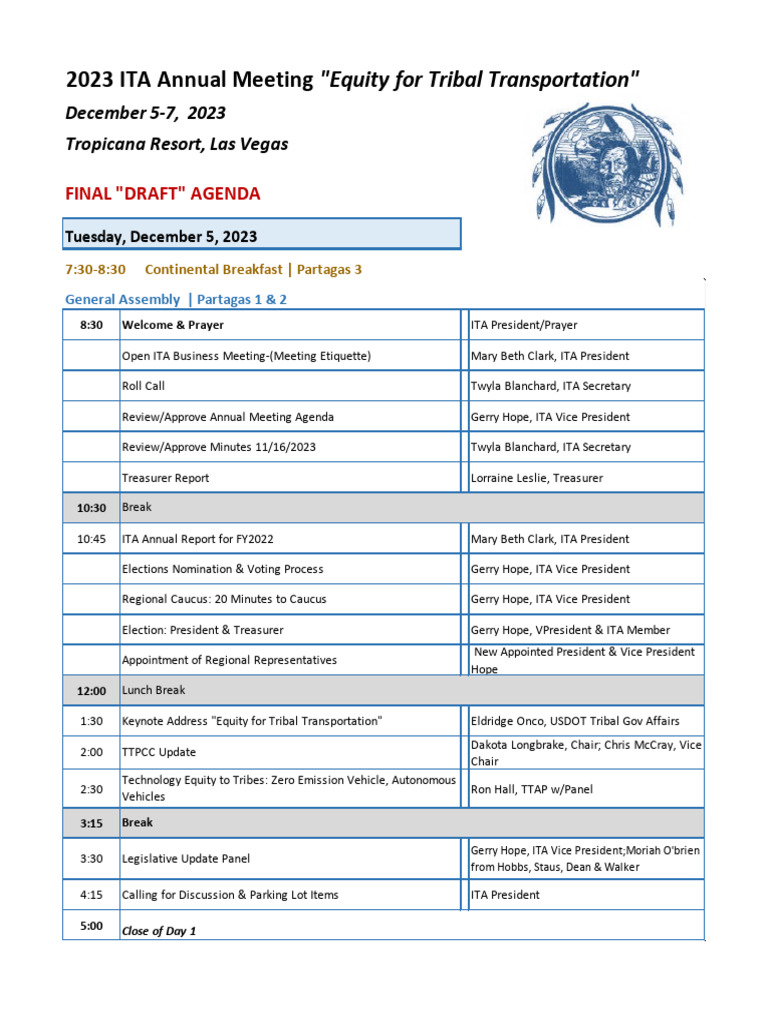 Final Draft Agenda 2023 Ita Annual Conference | PDF