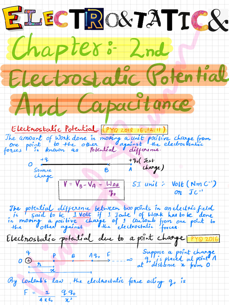 Electrostatic Potential and Capacitance 2022 | PDF | Electrostatics | Capacitance