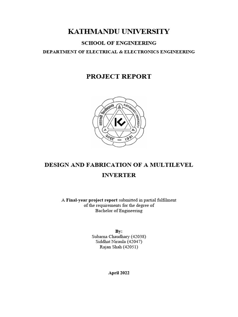 Design and Fabrication of A Multilevel Inverter - Project Report | PDF ...