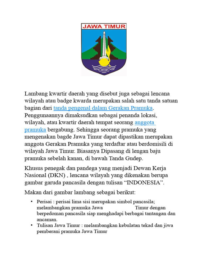 Makna Lambang Pramuka Jawa Timur | PDF