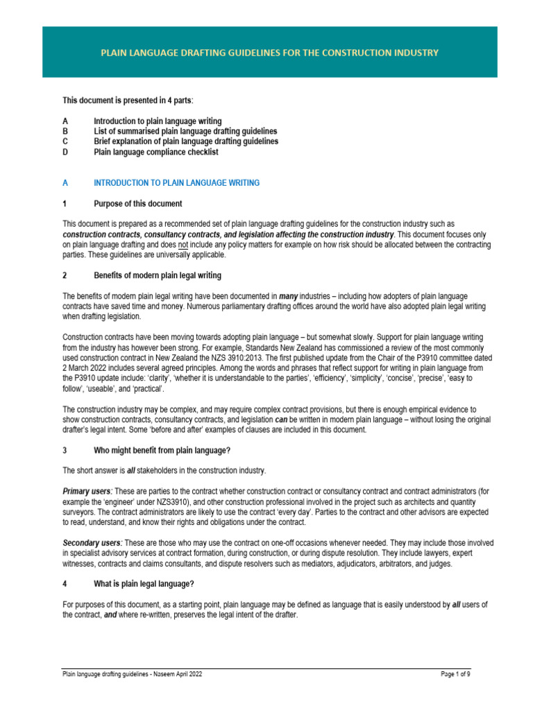 Plain Language Drafting Guidelines - Naseem April 2022 | PDF | Comma ...
