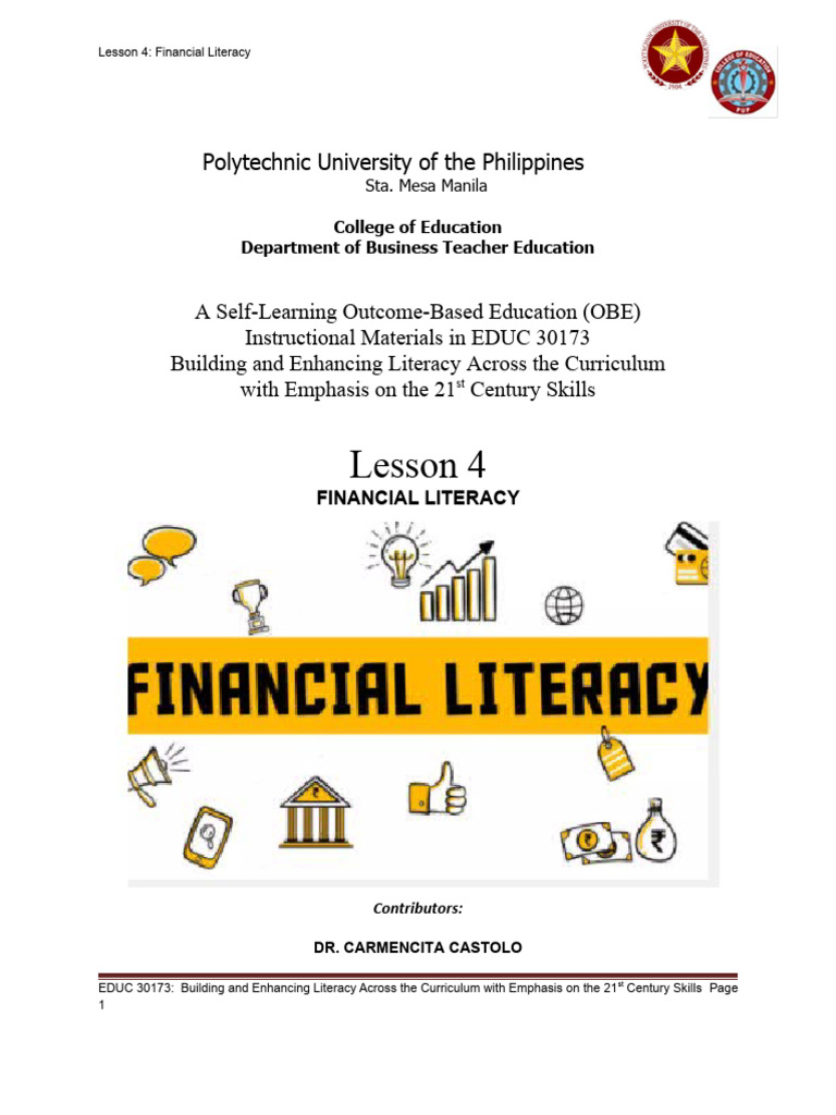Module 4 Building Literacy | PDF | Interest | Financial Literacy