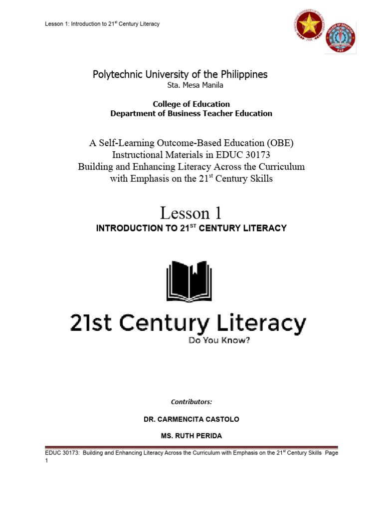 Module 1 Building Literacy | PDF | Literacy | Human Communication
