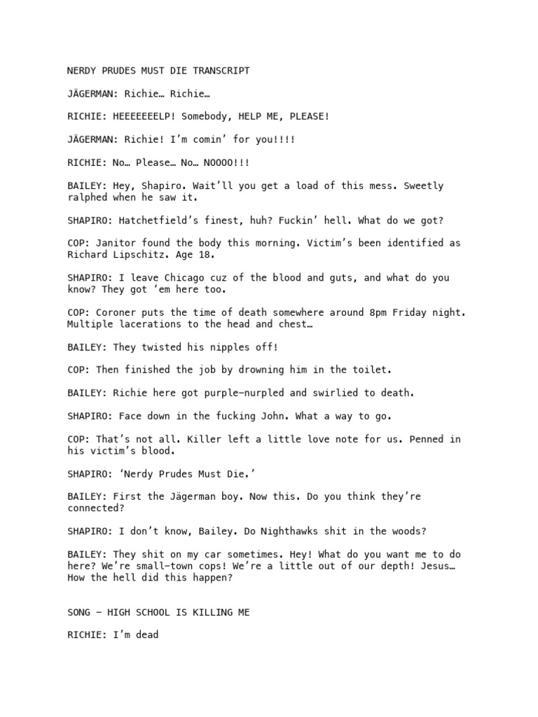 Nerdy Prudes Must Die Transcript | PDF