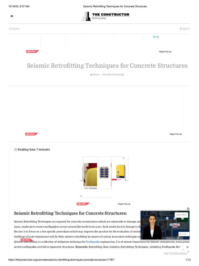 Seismic Retrofitting Techniques For Concrete Structures | PDF | Earthquake Engineering | Concrete