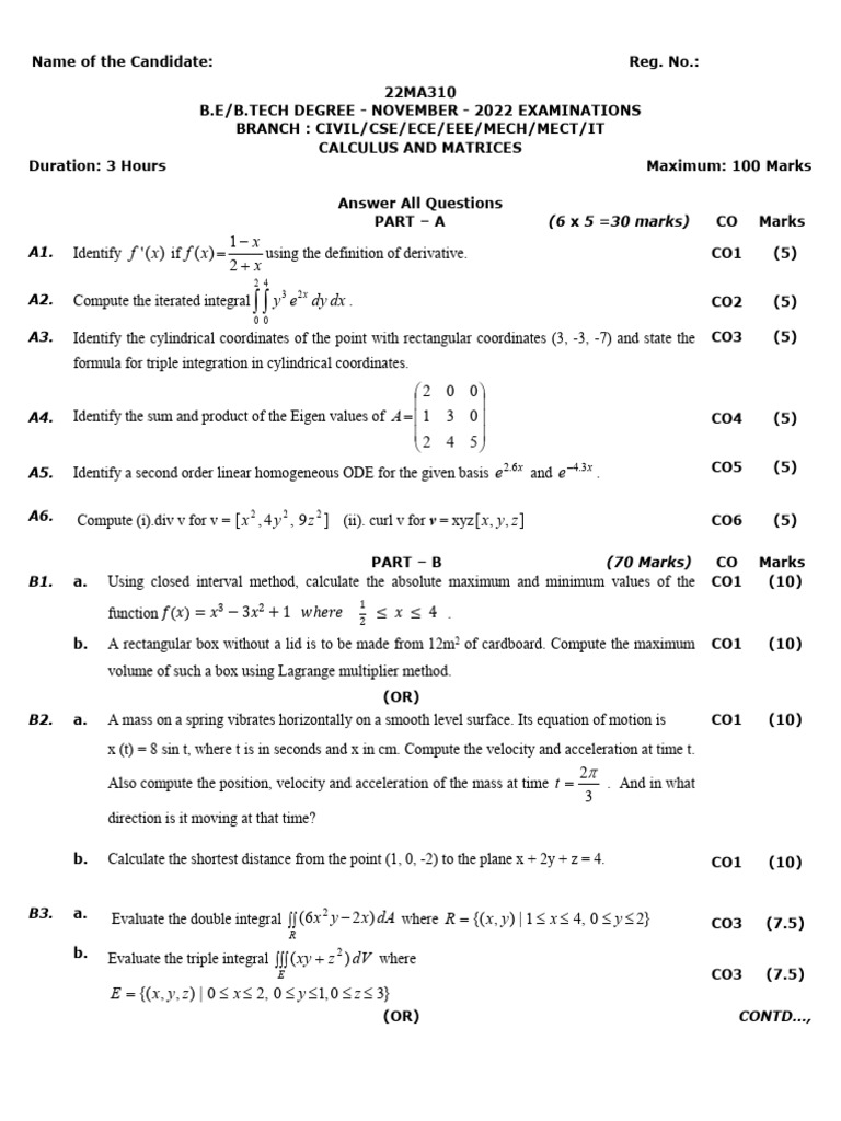 Calculus and Matrices | PDF | Eigenvalues And Eigenvectors | Integral Calculus and Matrices | PDF | Eigenvalues And Eigenvectors | Integral