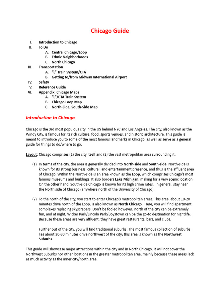 Travel Guide - Chicago | PDF | Chicago | Transport