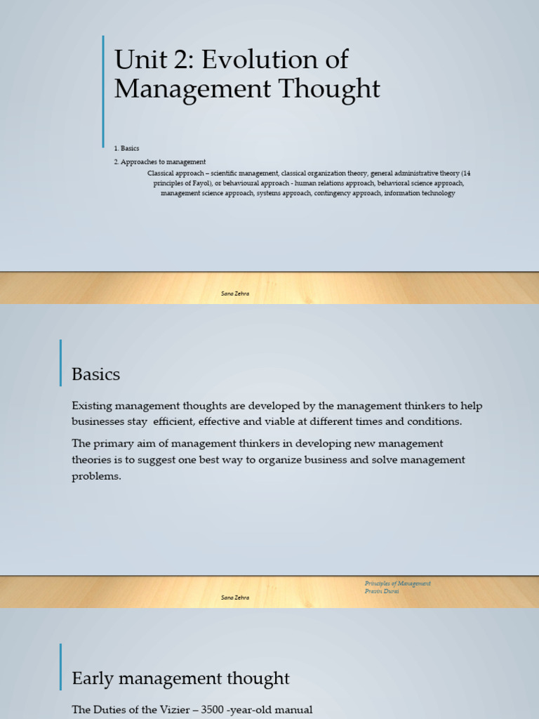 Unit2 - Evolution of Management Thought | PDF | System | Behavior