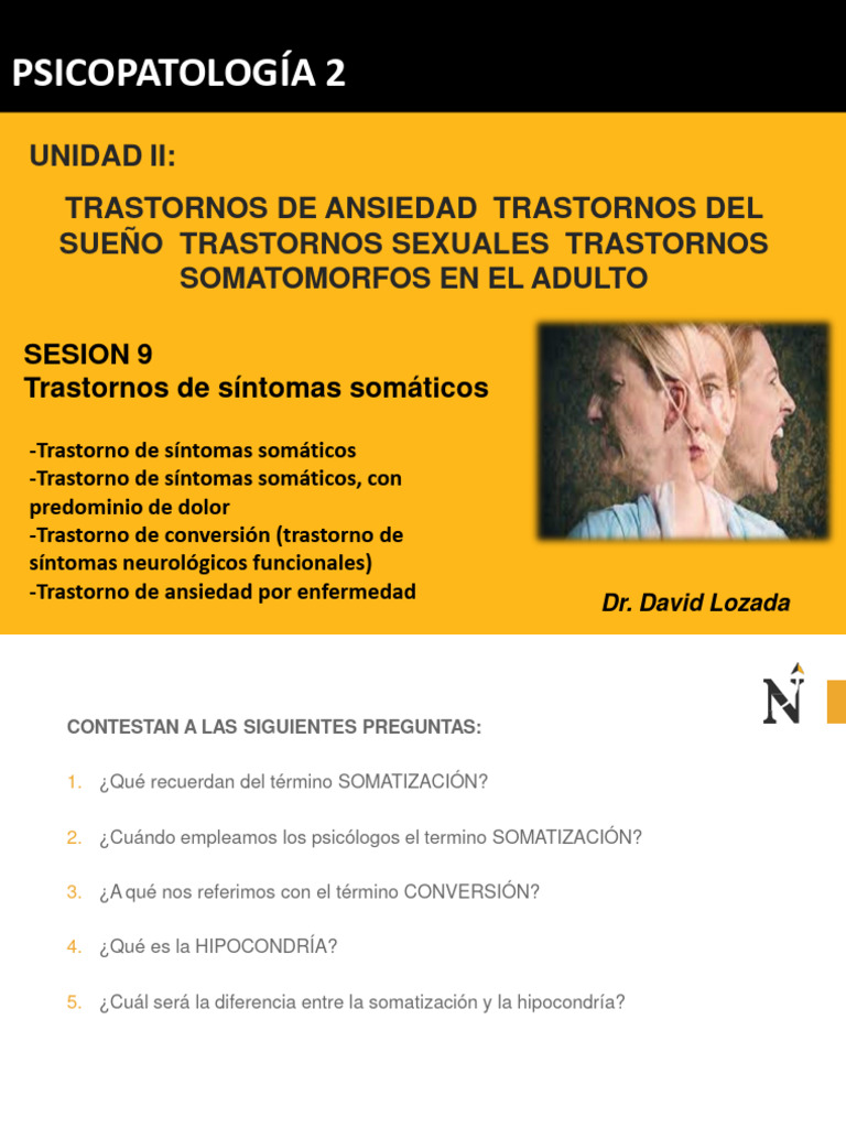 Sesión 9. Trastornos de Síntomas Somáticos | PDF | Ansiedad | Trastorno mental