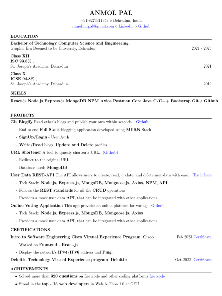 Anmol Pal: Linkedin Github | PDF