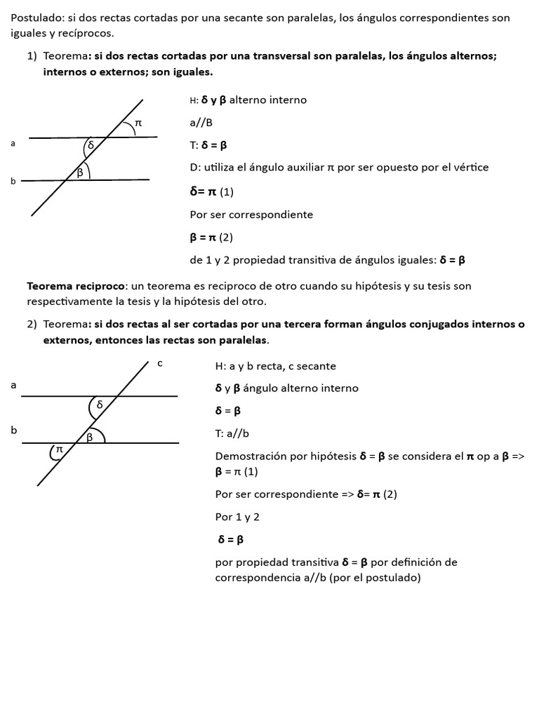 Teoremas de Dos Rectas Cortadas Por Una Secante | PDF | Ángulo | Teorema
