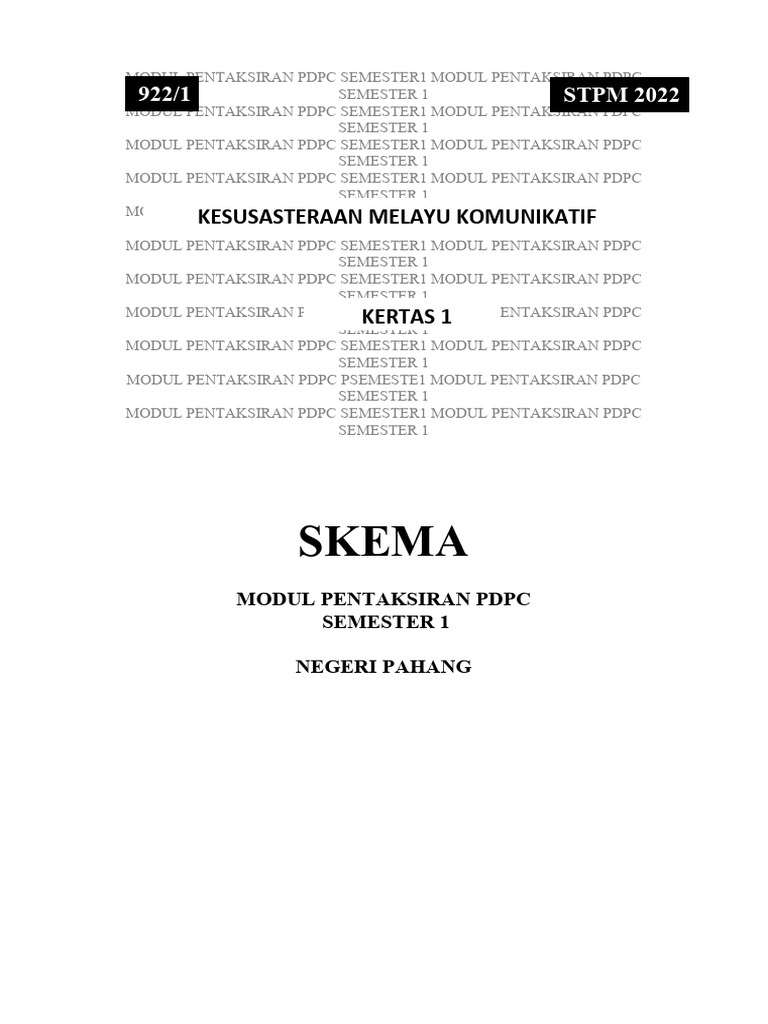 Skema Modul Pentaksiran PDPC Semester1 Modul Pentaksiran PDPC Semester 2 | PDF