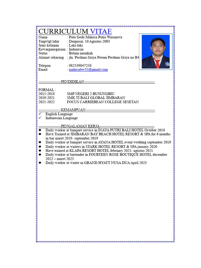 CV Mahesa Putra | PDF