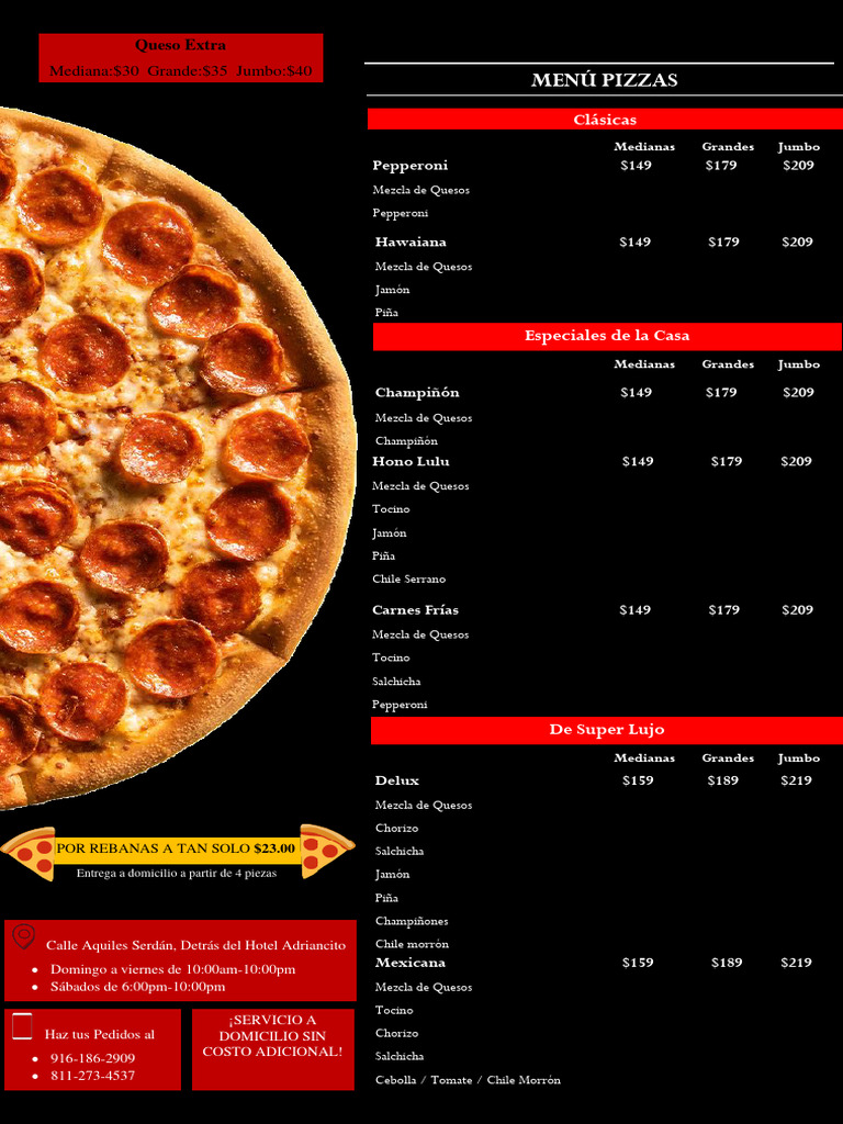 Menu Pizzeria 1 | PDF | Cocina | Cocina europea