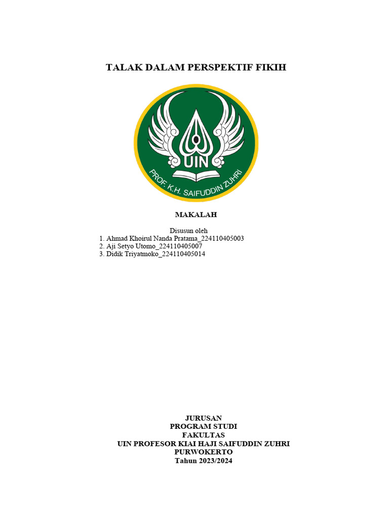 Talak Dalam Perspektif Fikih | PDF