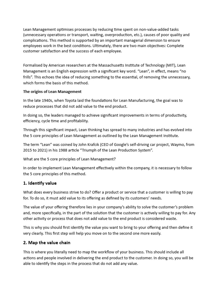 Lean Management | PDF | Lean Manufacturing | Business Economics