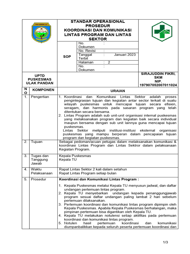 2.3.1.1 Sop Komunikasi & Koordinasi LP & LS | PDF | Bisnis