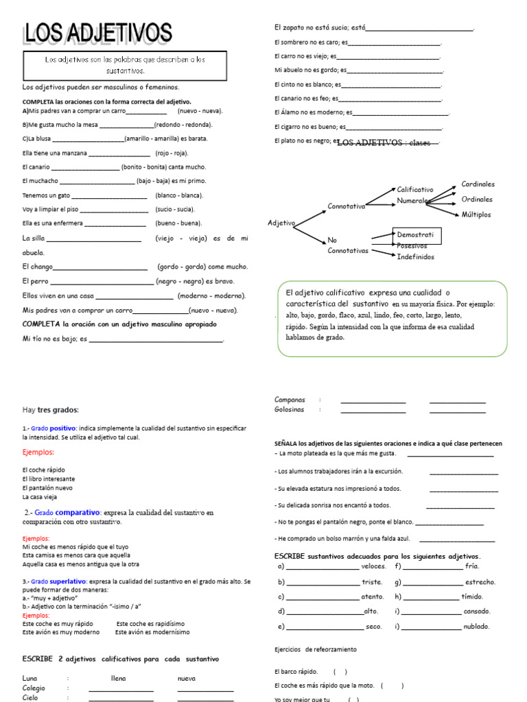 Fichas de Gramatica para Quinto Grado-1 | PDF | Adjetivo | Sintaxis